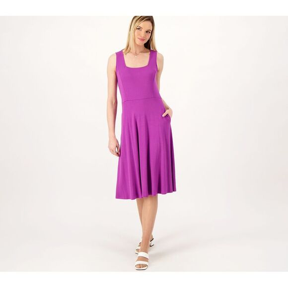 Girl With Curves | Dresses | Girl With Curves Womens Petite Dress Pl Knit Squareneck Purple ...